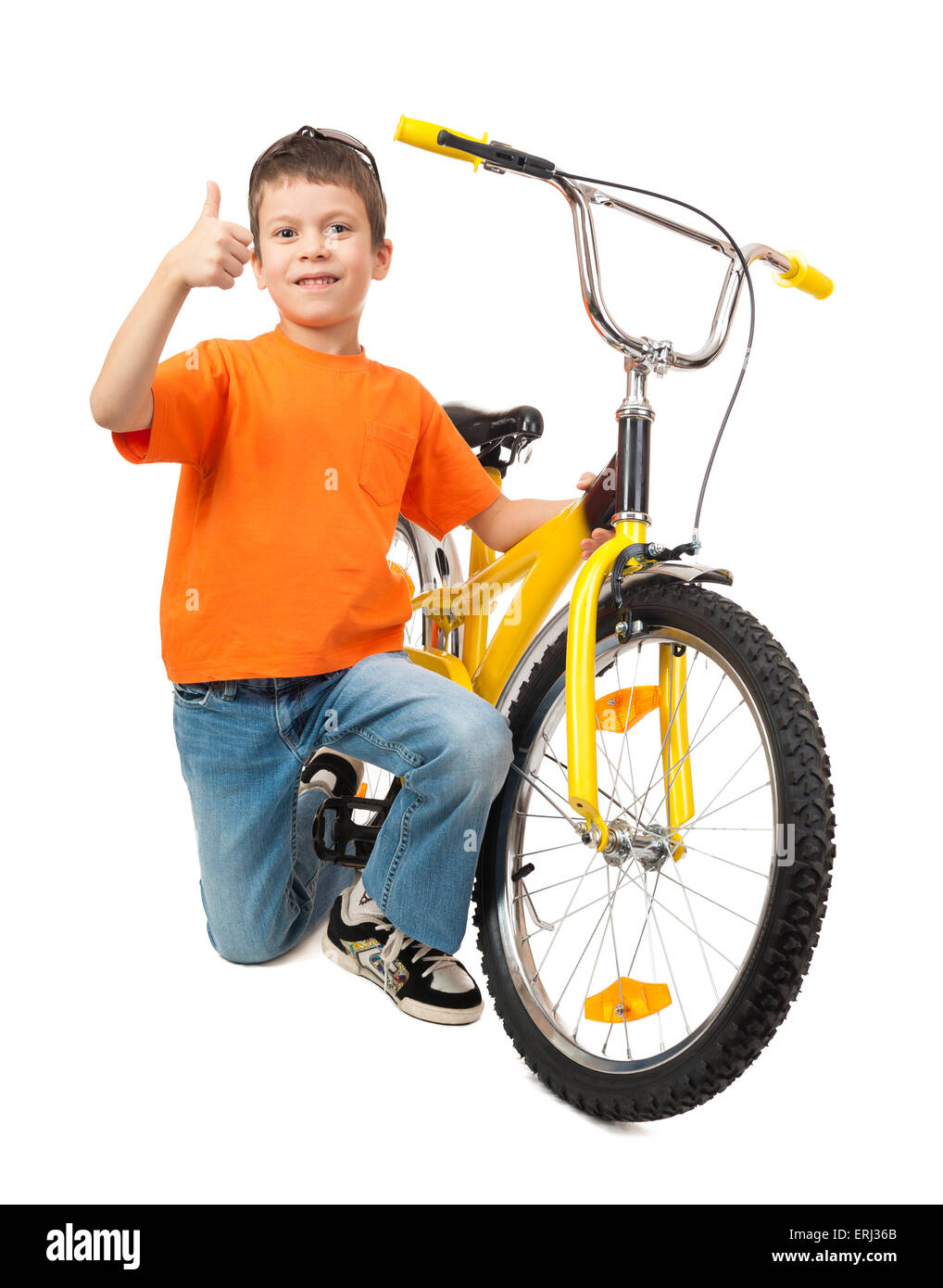 boy on bicycle isolated on white Stock Photo - Alamy