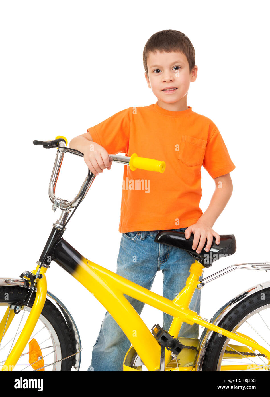 boy on bicycle isolated on white Stock Photo - Alamy