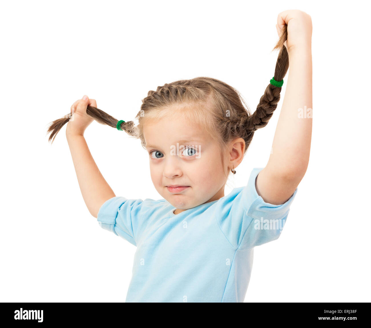 smiling girl show hairstyle Stock Photo - Alamy