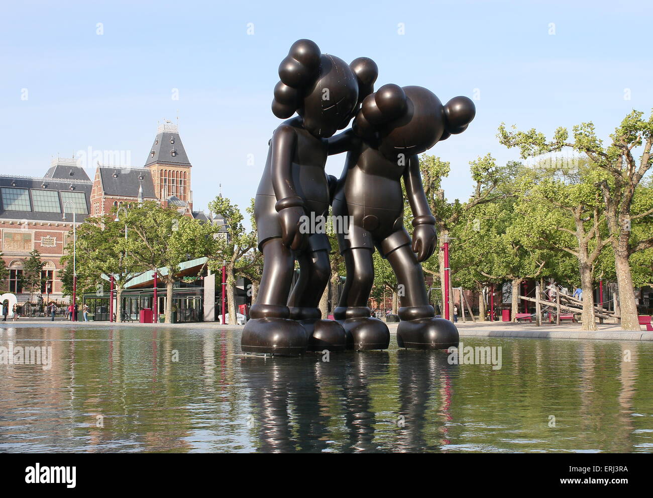 Sculptures of black mice by New York artist KAWS during the ArtZuid ...