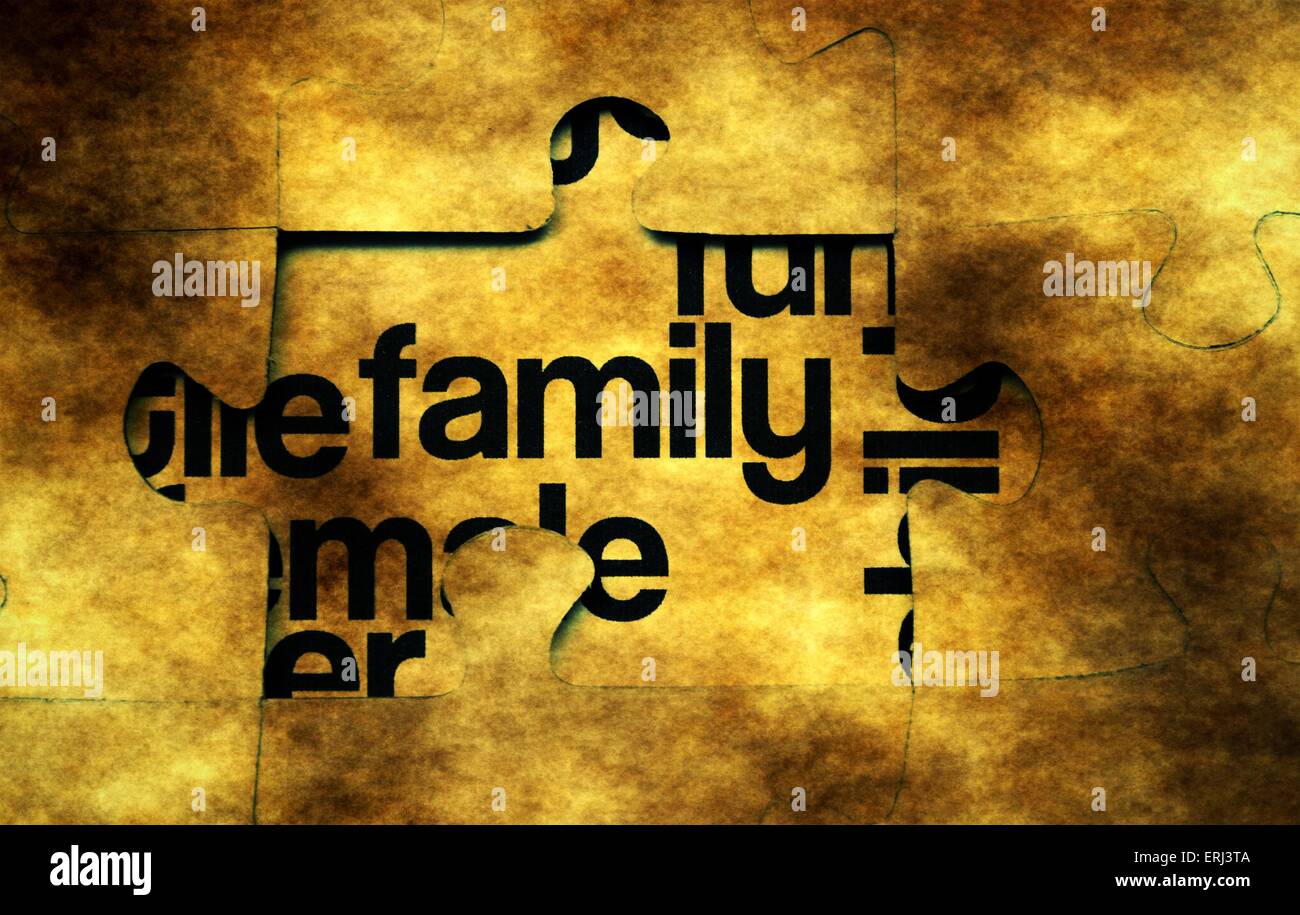 Family puzzle grunge concept Stock Photo - Alamy