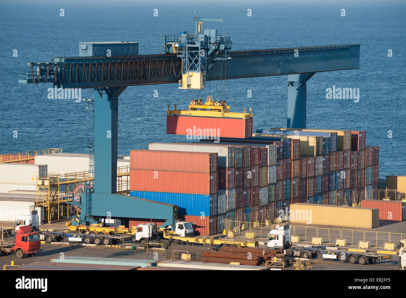 lifting container in port Stock Photo - Alamy