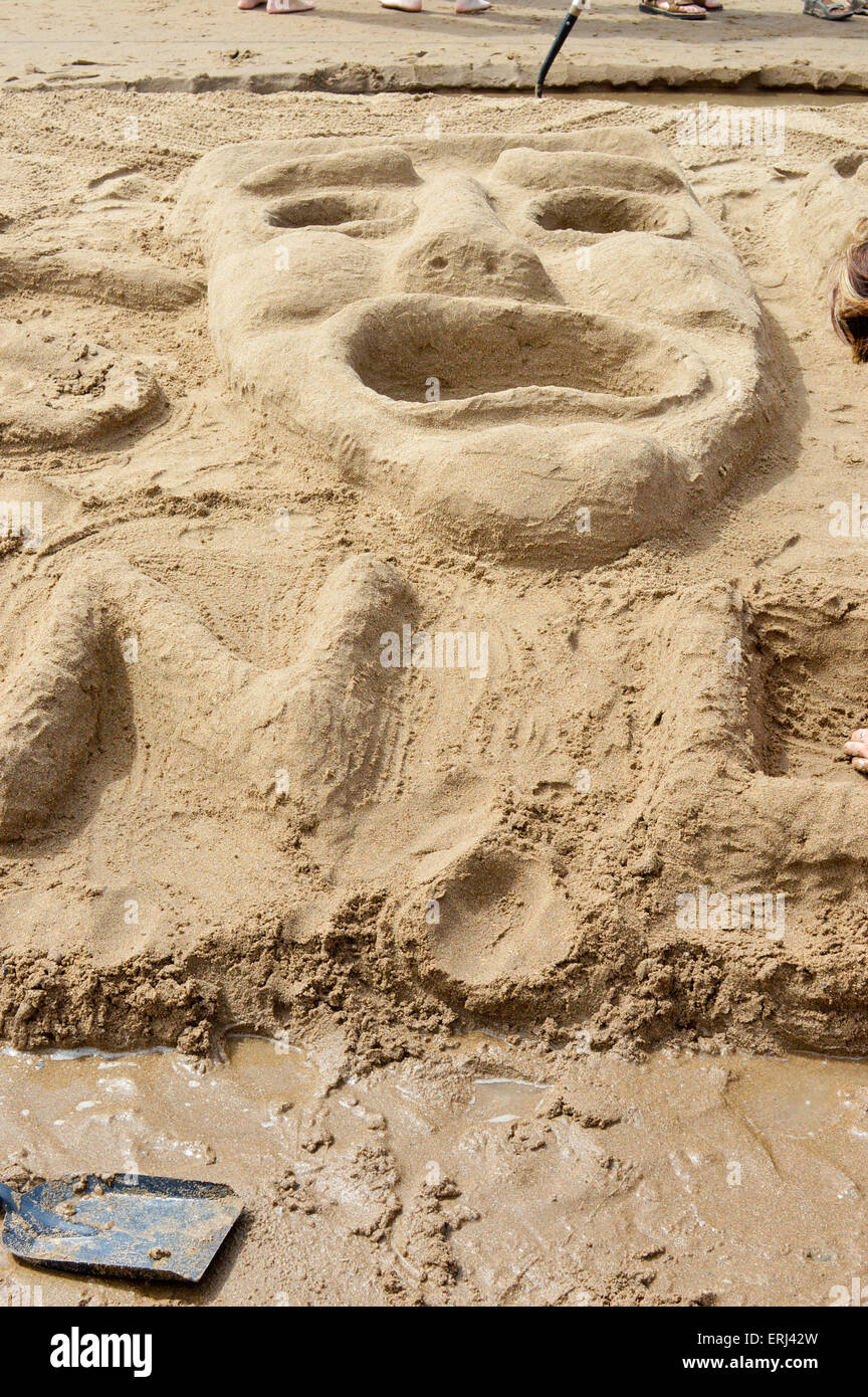 Sand castle design at competition on Croyde Beach, Devon, England Stock ...