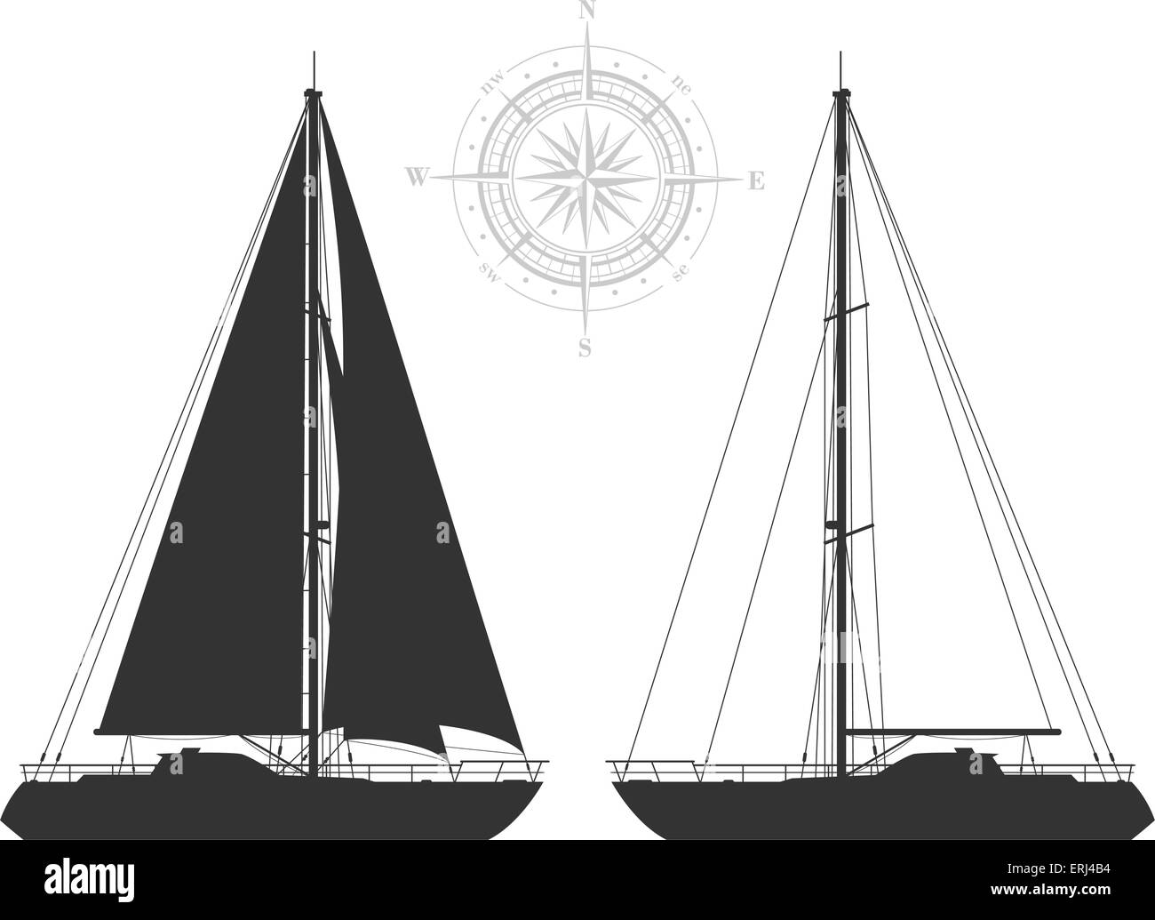 Two yachts with white sail Stock Vector Images - Alamy