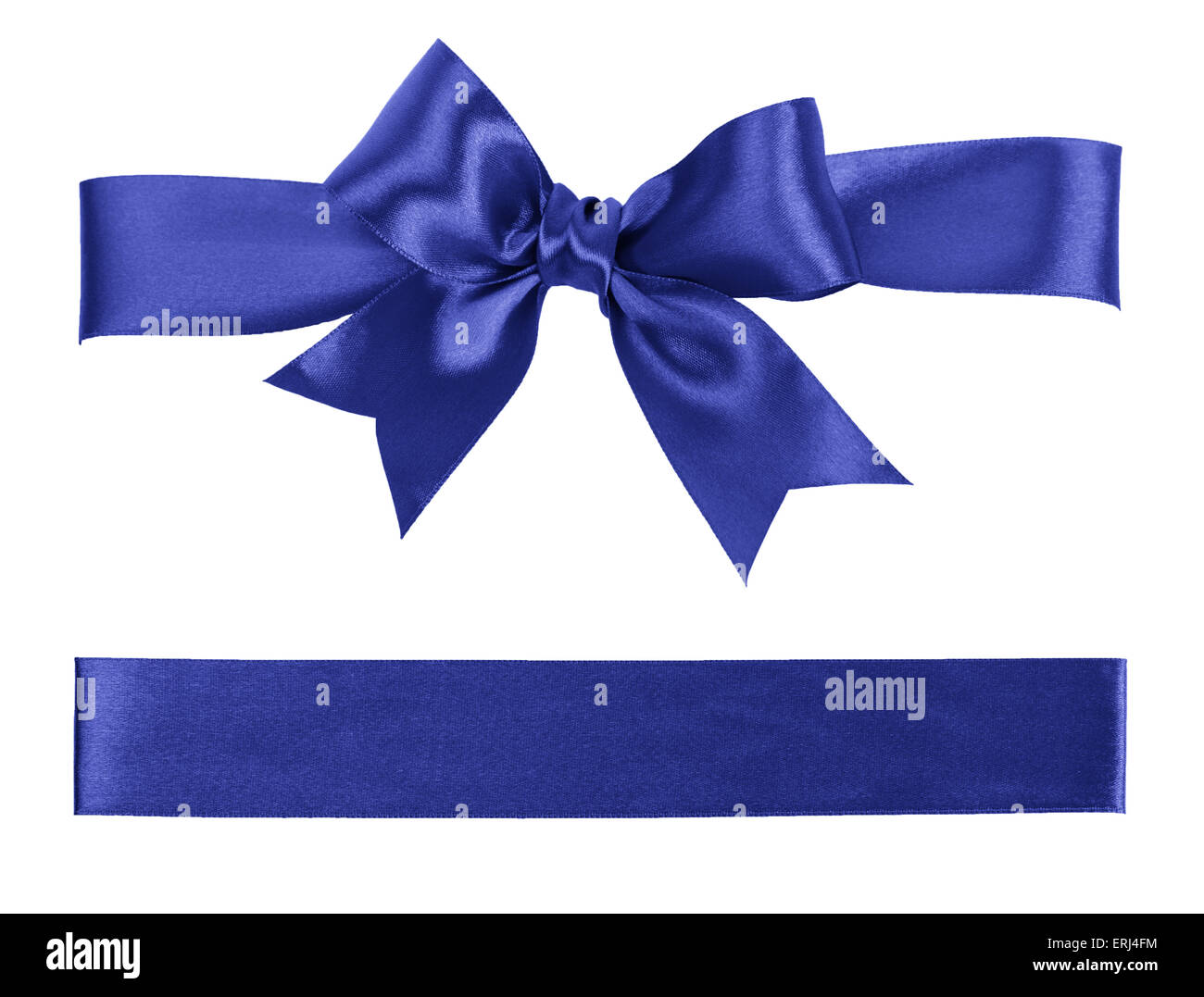 big blue bow made from silk ribbon Stock Photo - Alamy