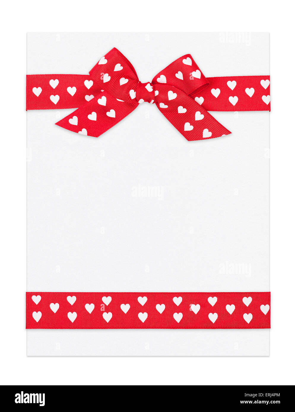 blank paper sheet with red bow and ribbon Stock Photo - Alamy