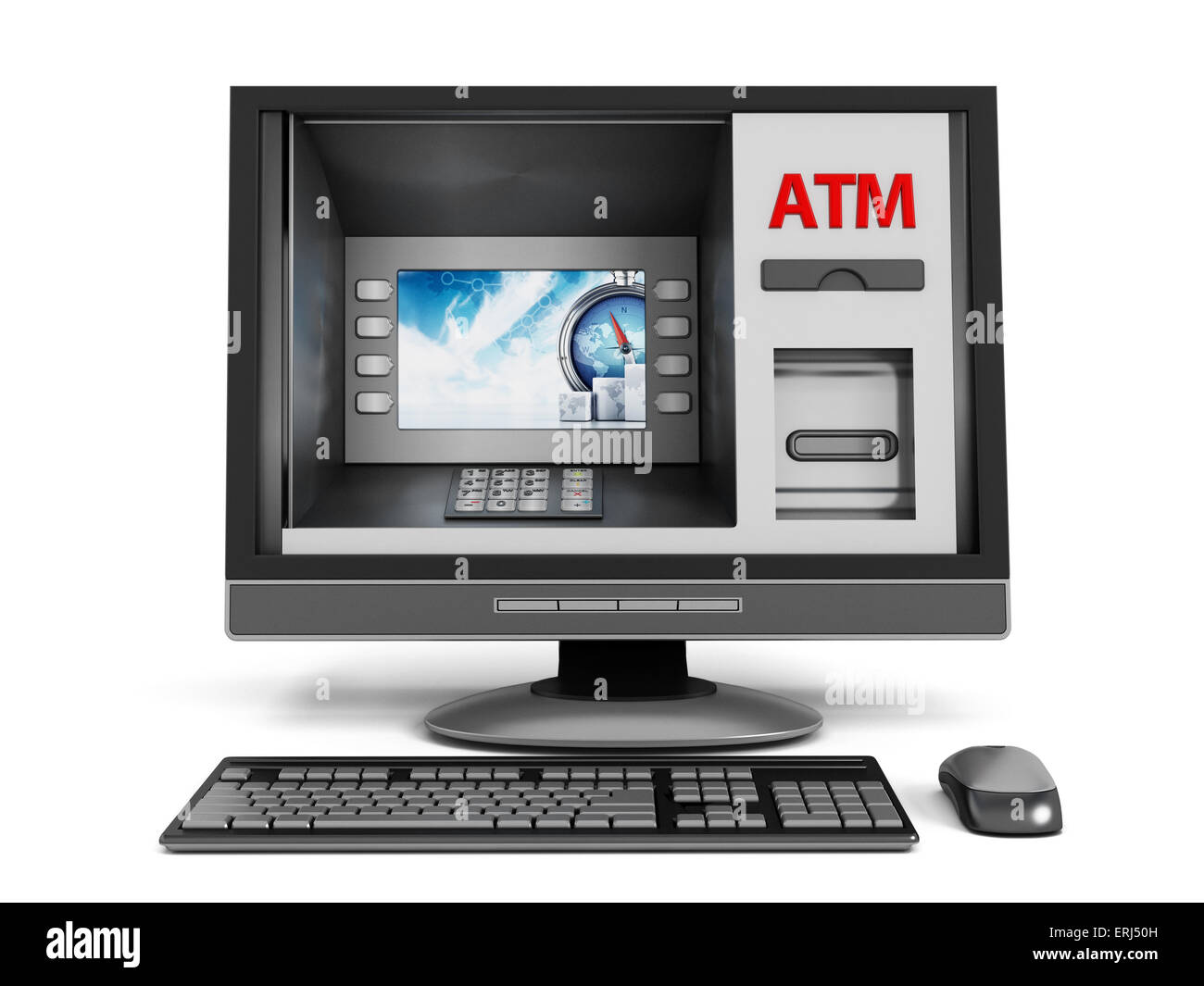 Online payments concept with atm inside the computer screen Stock Photo ...