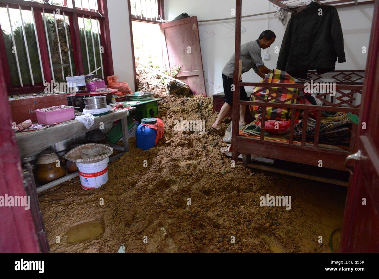 Fuquan, China's Guizhou Province. 3rd June, 2015. Landslides rush into ...