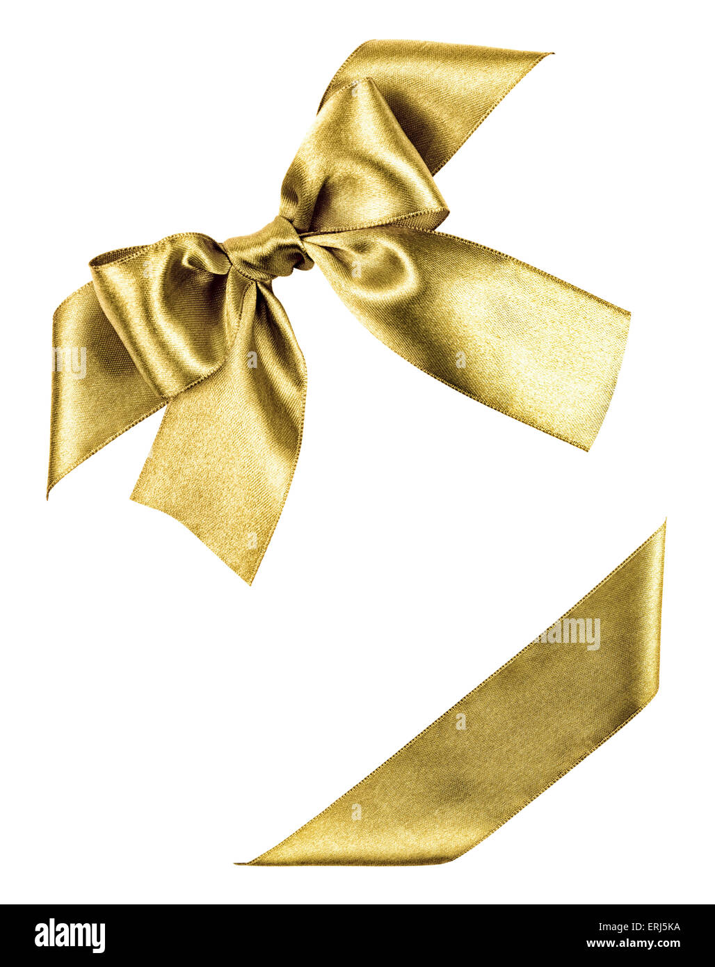 golden bow made from silk ribbon isolated Stock Photo - Alamy