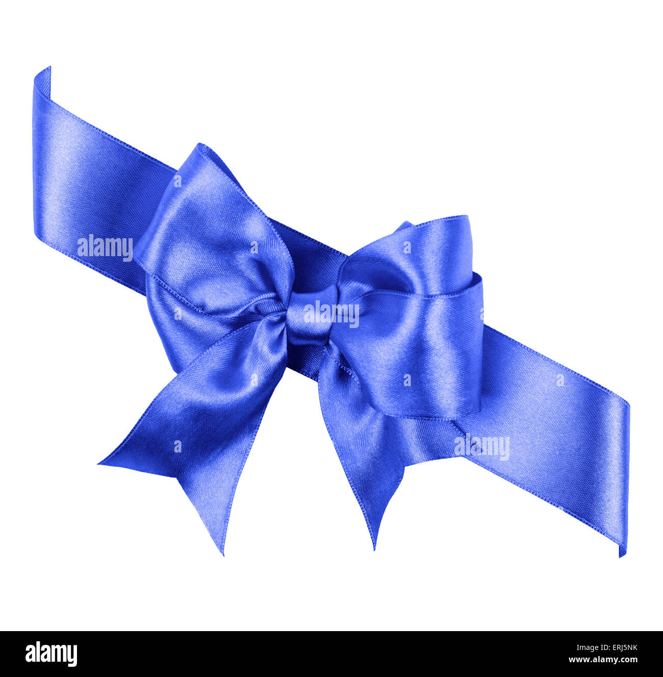 blue bow made from silk ribbon isolated Stock Photo - Alamy