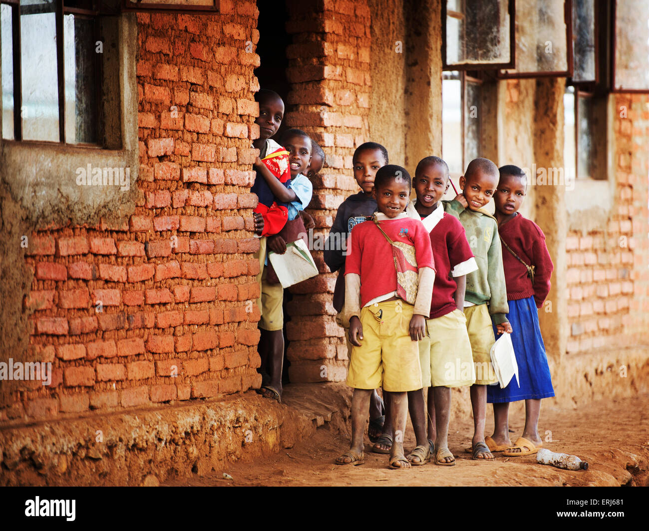 African school children waiting to go into class Stock Photo - Alamy