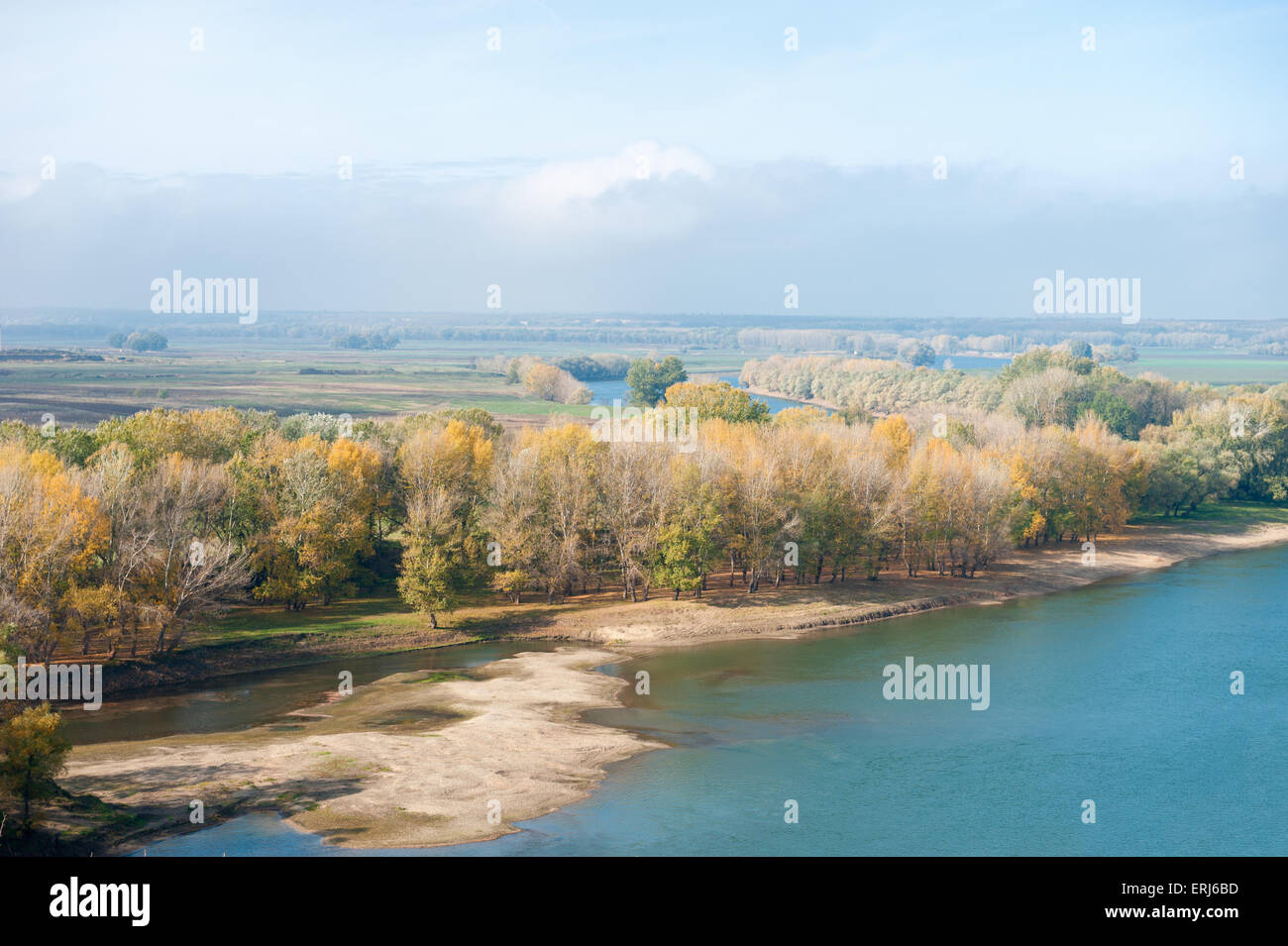 Beautiful landscape with river and forest Stock Photo - Alamy