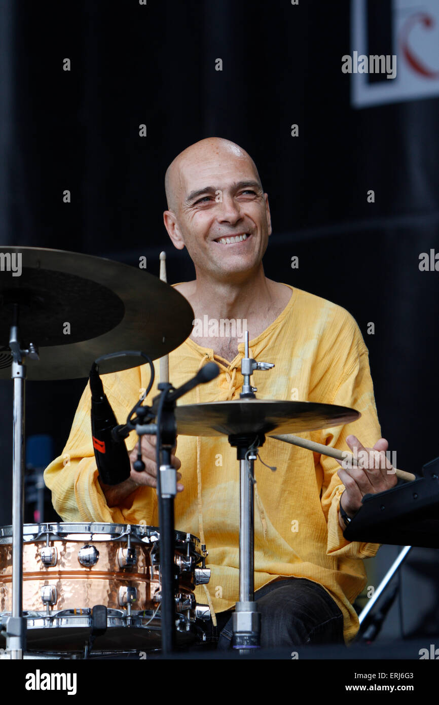 Drummer Christian Meyer in concert with Trio Bobo during final day of ...