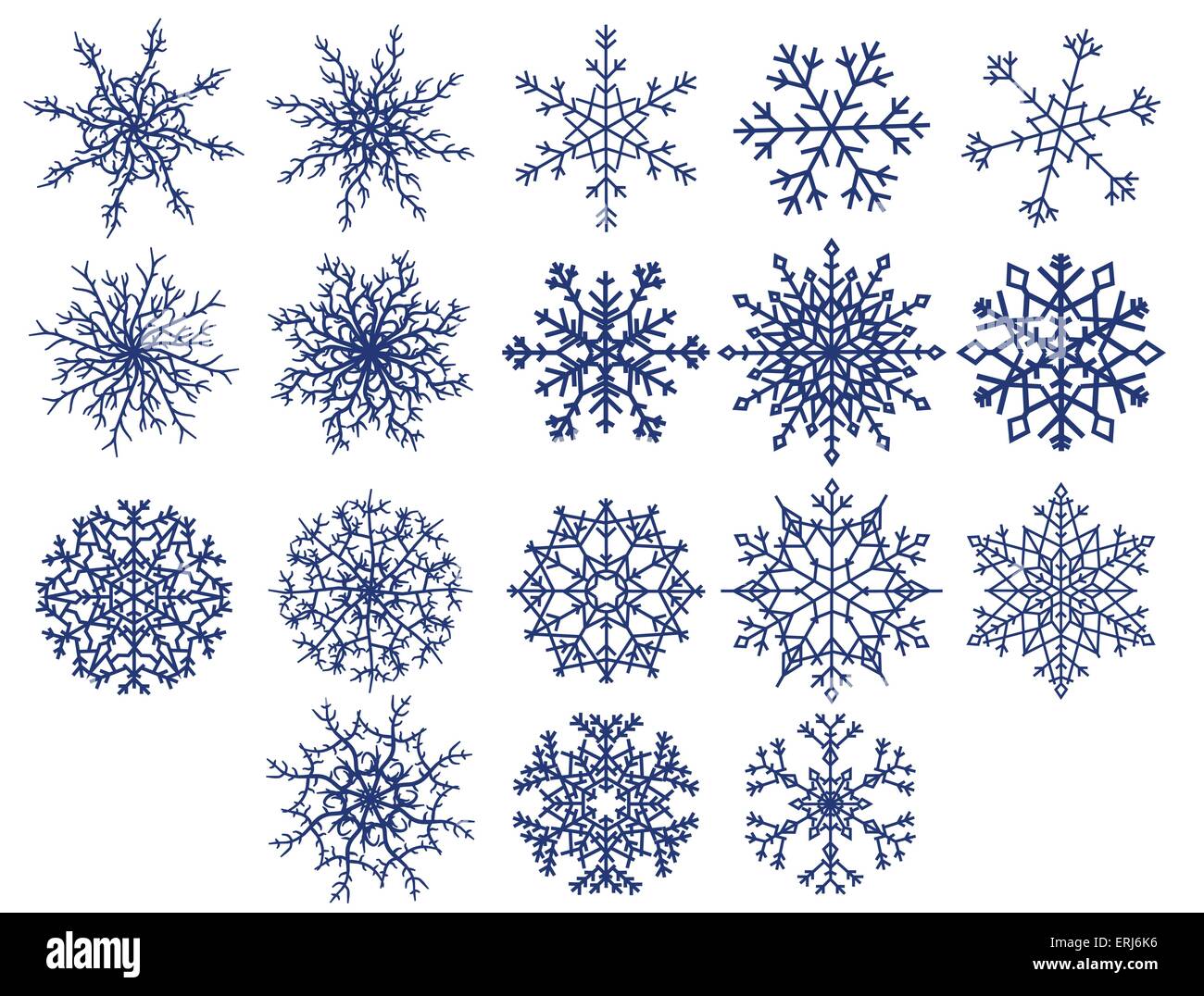 Set of beautiful different snowflakes isolated on white Stock Vector ...