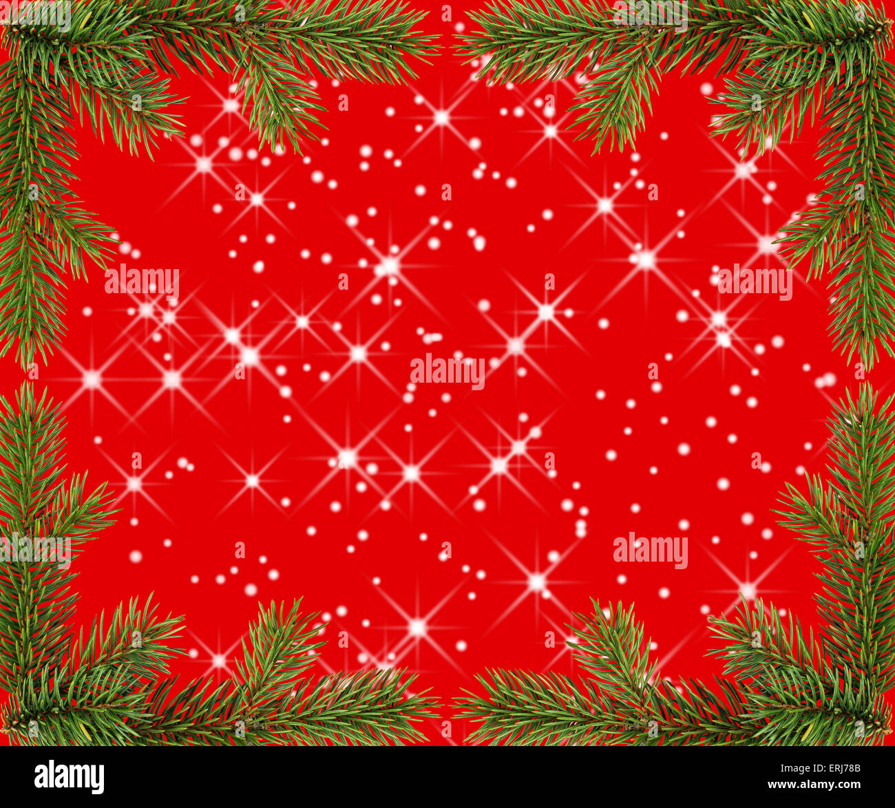 red christmas frame with sparkles from fir branches Stock Photo - Alamy