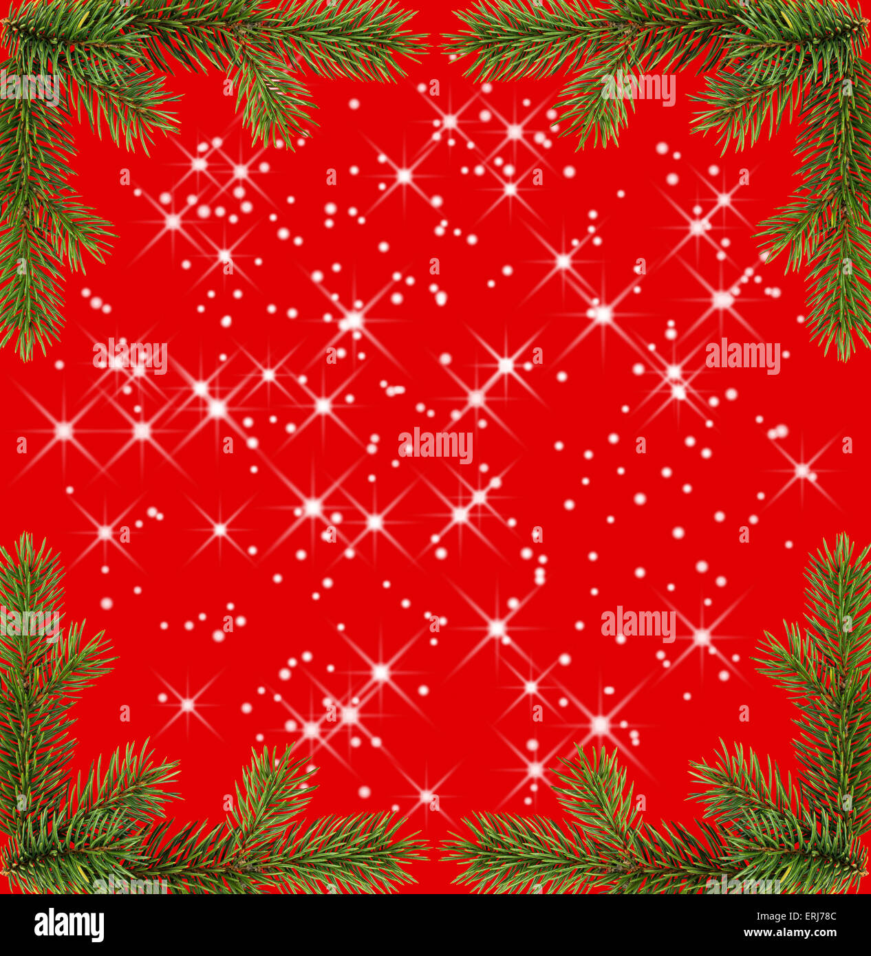 red christmas frame with sparkles from fir branches Stock Photo - Alamy