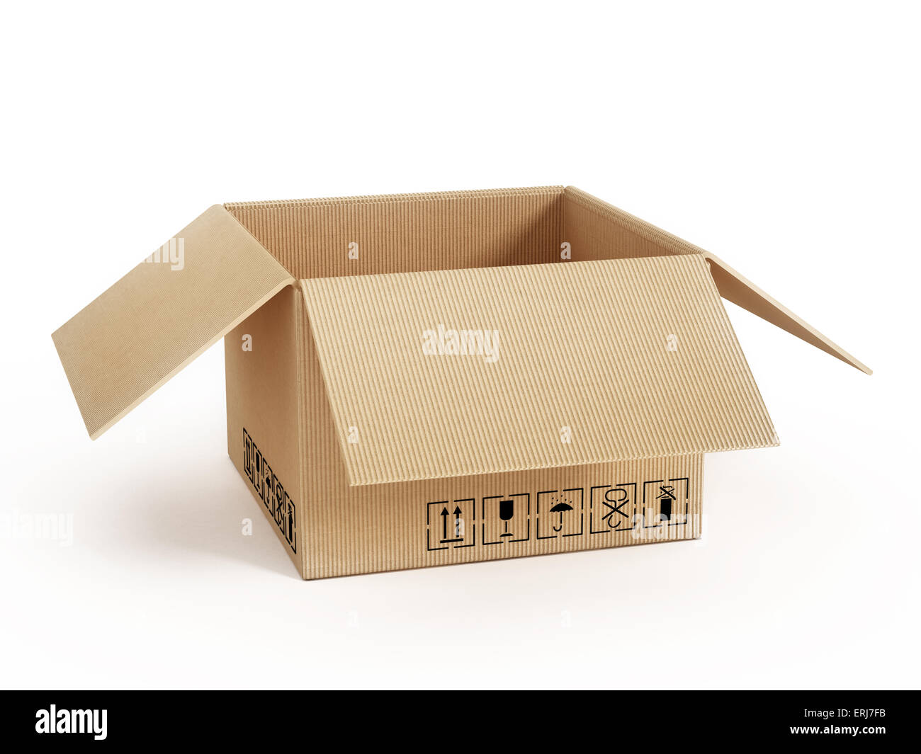 Open cardboard box isolated on white background Stock Photo - Alamy