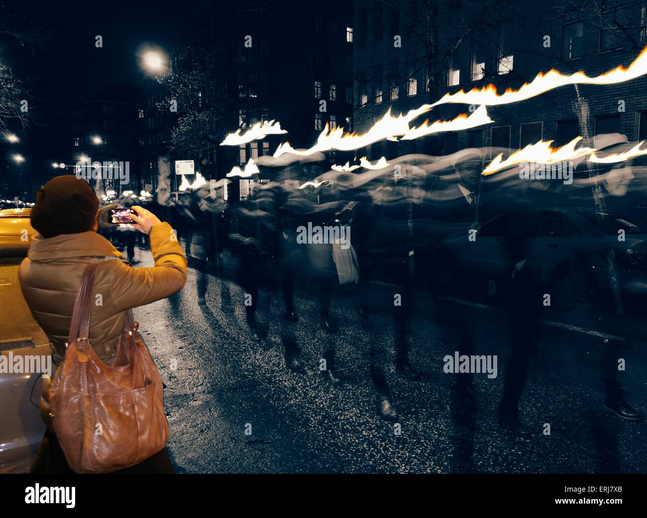 Finnish independence day torchlight procession Stock Photo - Alamy