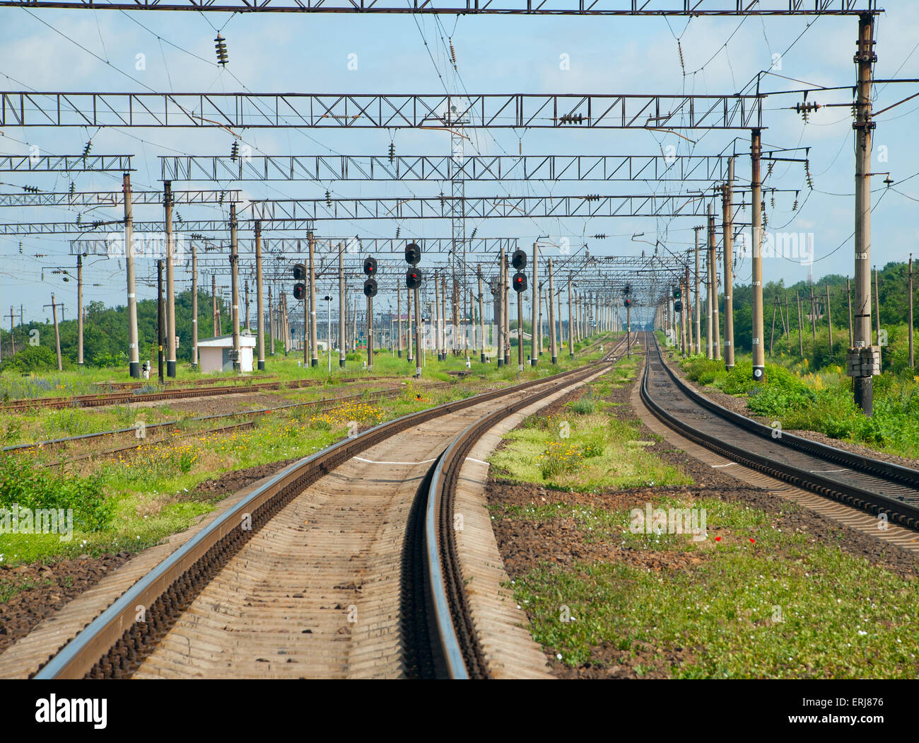 summer railroad infrastructure Stock Photo - Alamy