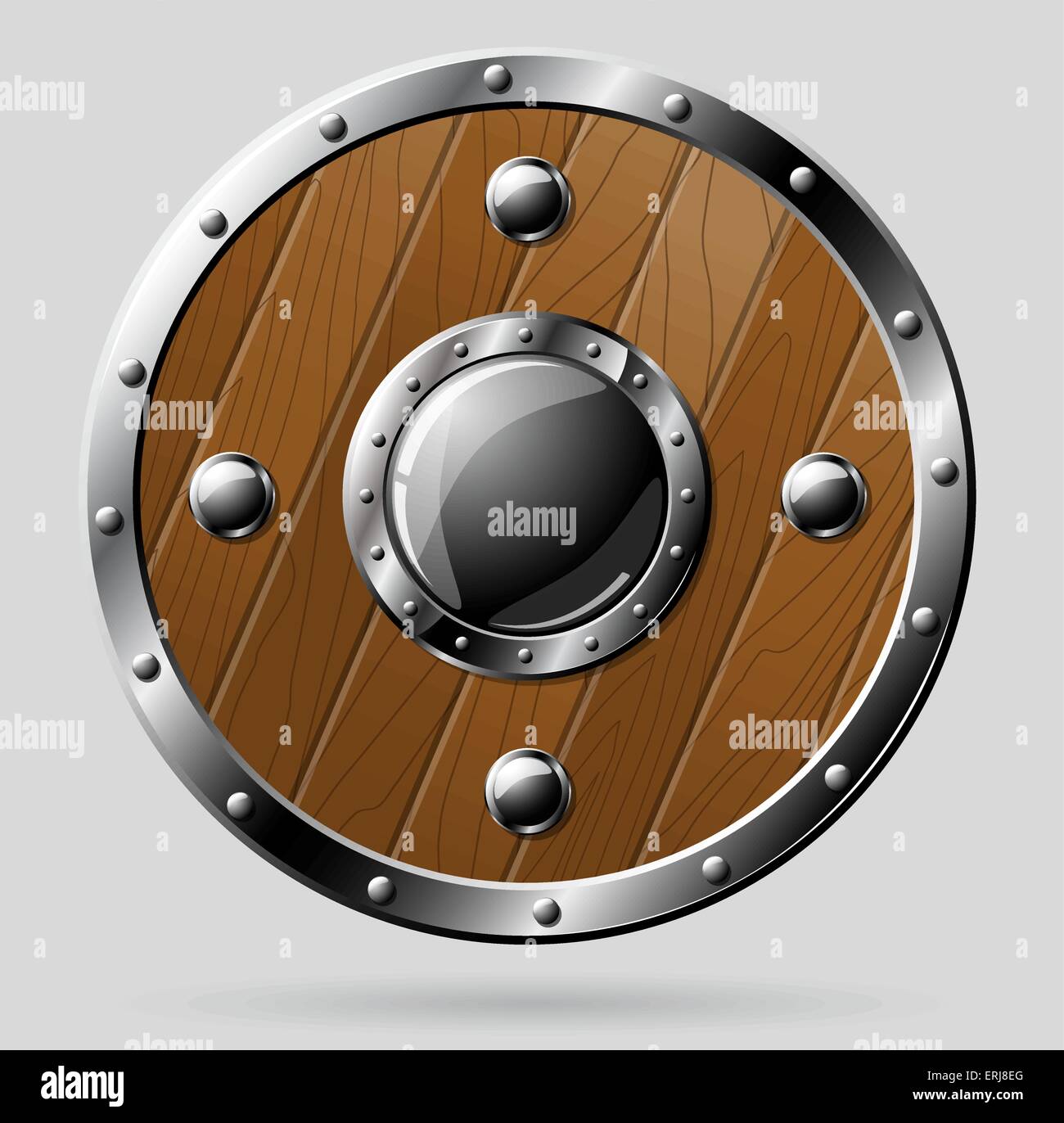 Round wooden shield isolated on white - vector eps10 Stock Vector Image ...