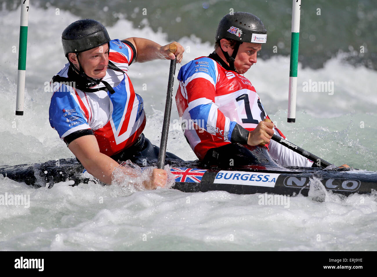 Markkleeberg, Germany. 31st May, 2015. Adam Burges (front) and Greg ...
