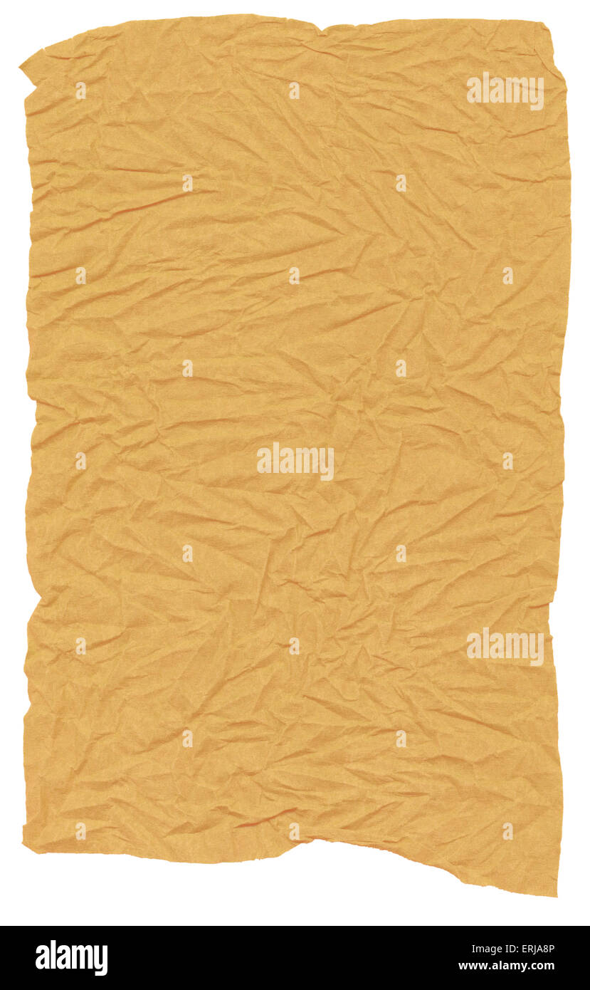 yellow crumpled paper isolated on white Stock Photo - Alamy