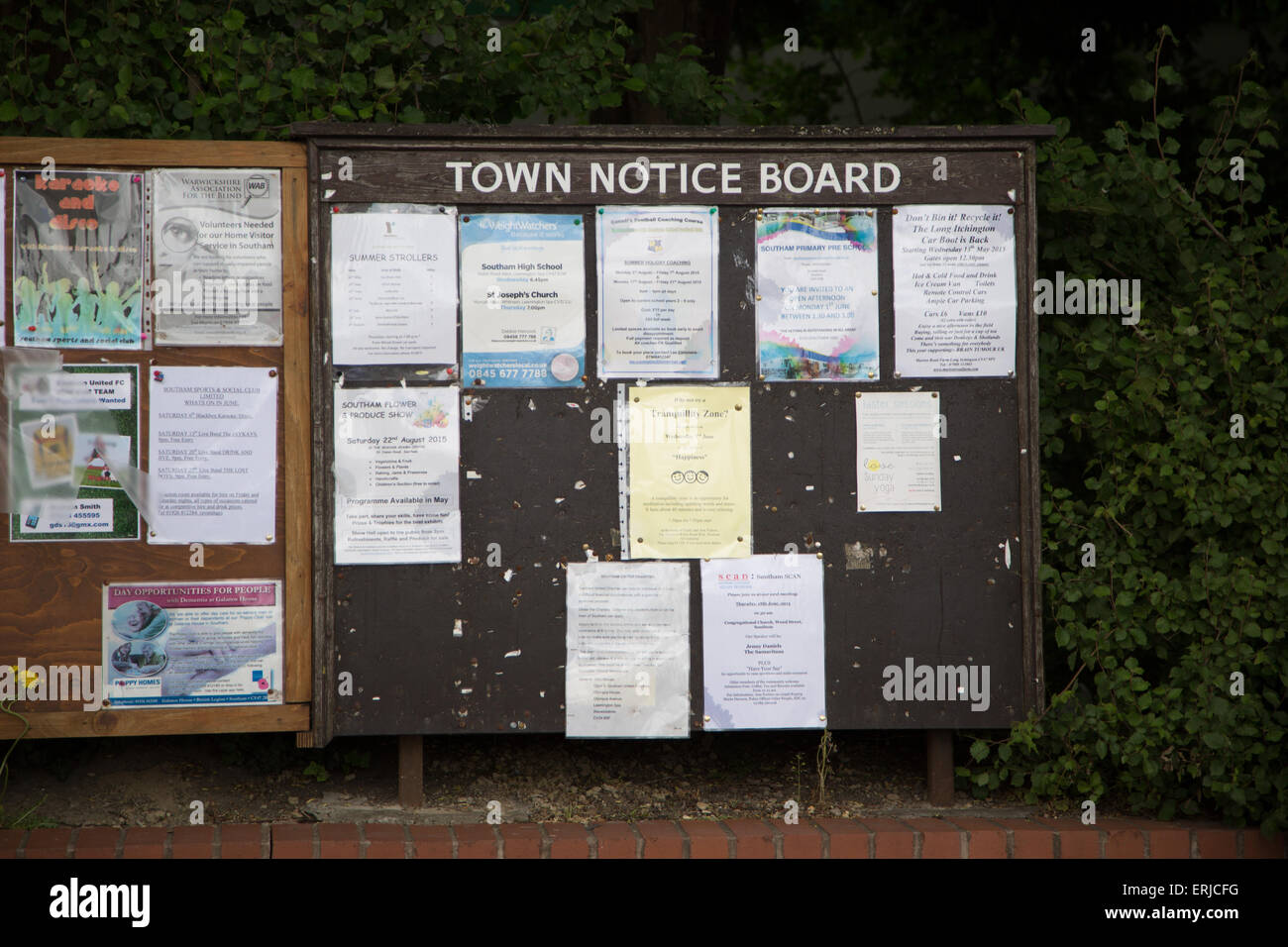 Southam Town centre notice board Stock Photo - Alamy