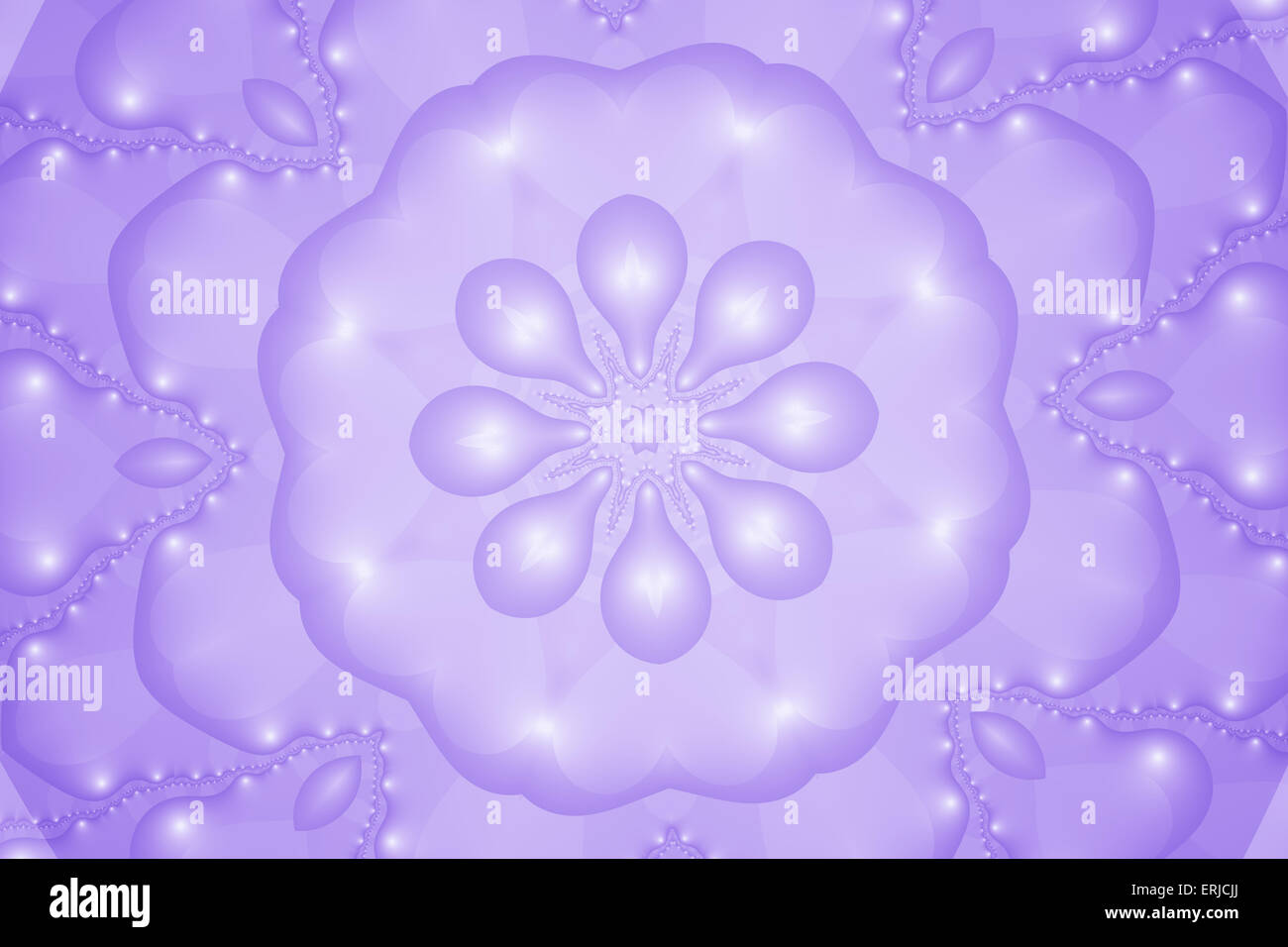 Conceptual design with symmetrical glowing purple light bulbs Stock ...