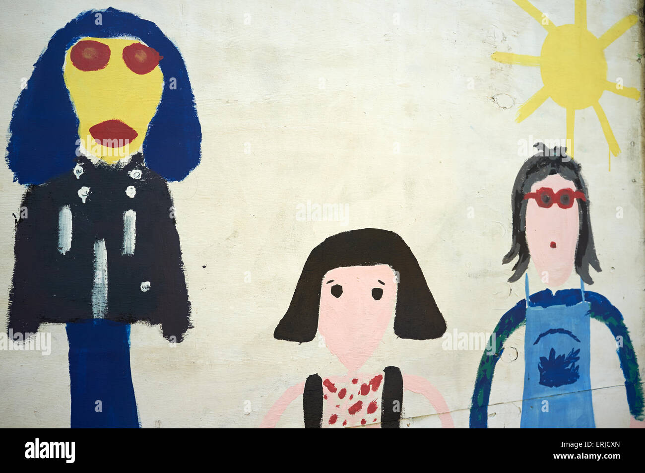 Hoarding painted by schoolchildren, Woodbridge, Suffolk, UK Stock Photo ...