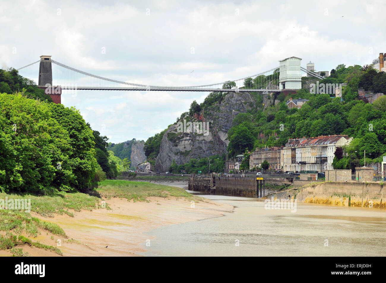 A view of the Clifton Suspension Bridge spanning the Avon Gorge above ...