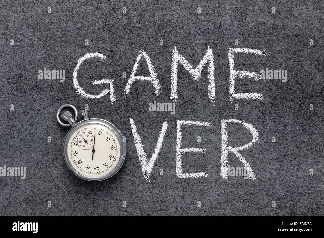 game over phrase handwritten on chalkboard with vintage precise ...