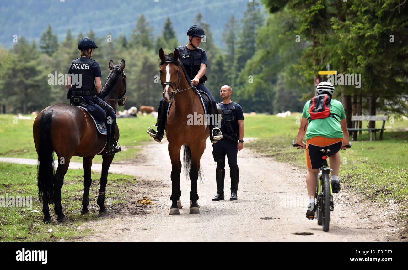 Mittenwald, Germany. 03rd June, 2015. Two police officers with the ...