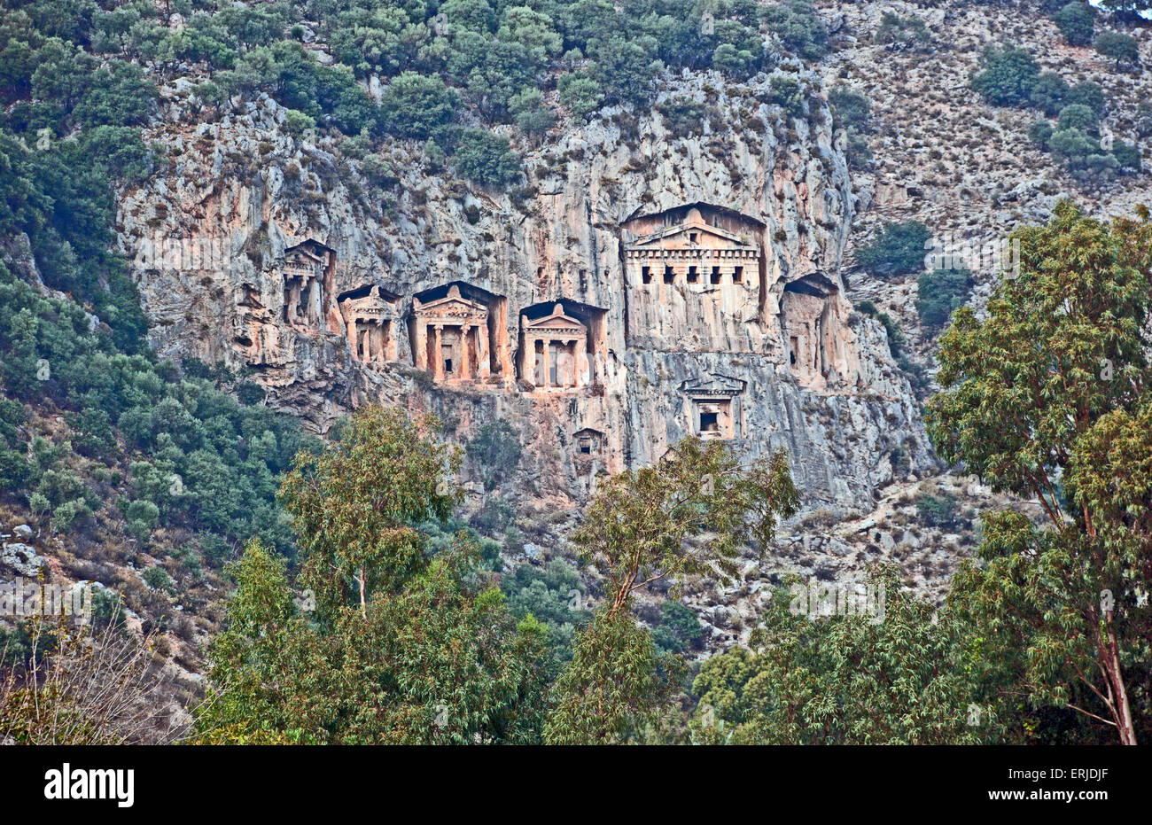 Lycian Rock Kings Tombs in the Historic City of Kaunos on Cliff Face ...