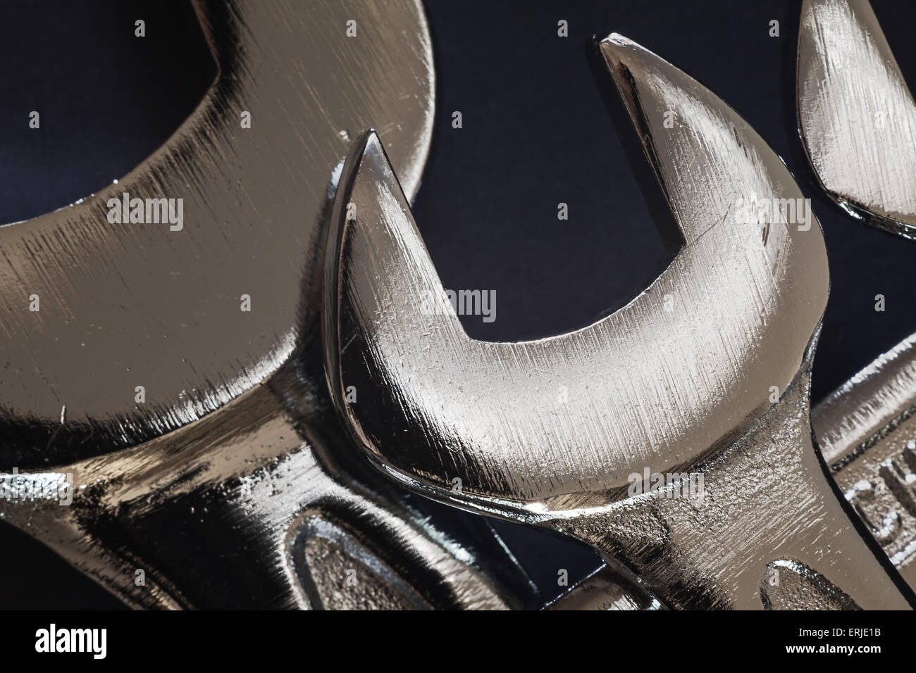 View on wrench material, interesting texture in focus and blurry ...