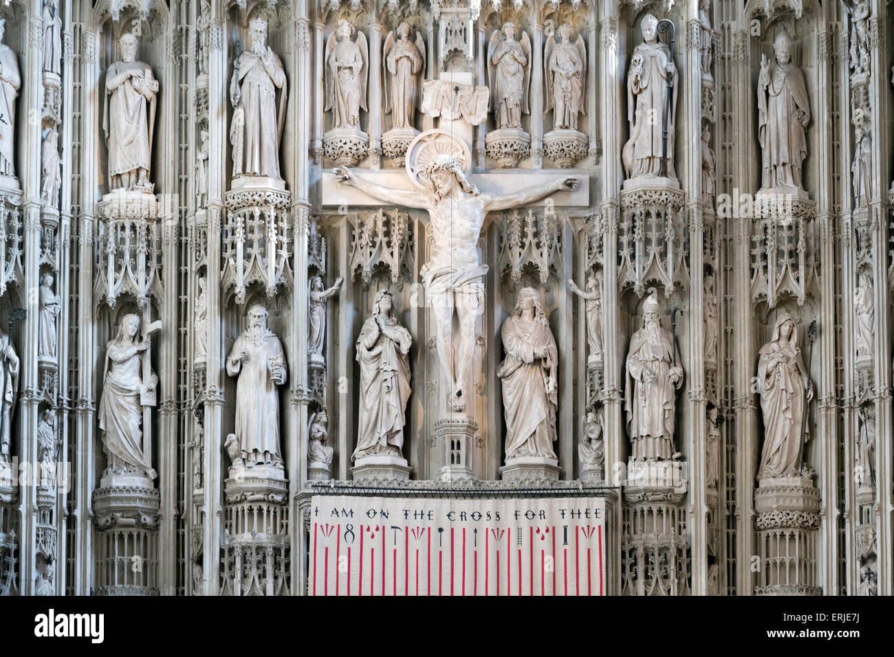 Detail of the High Altar Screen in St Albans Cathedral in Hertfordshire ...