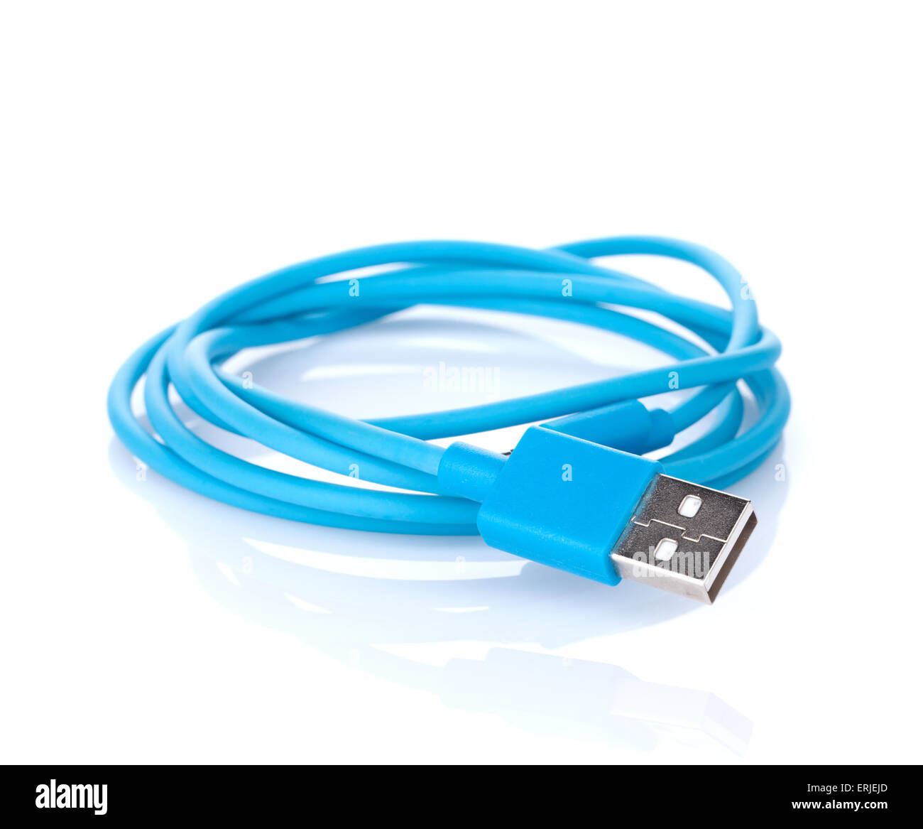 Blue computer cable. Isolated on white background Stock Photo - Alamy