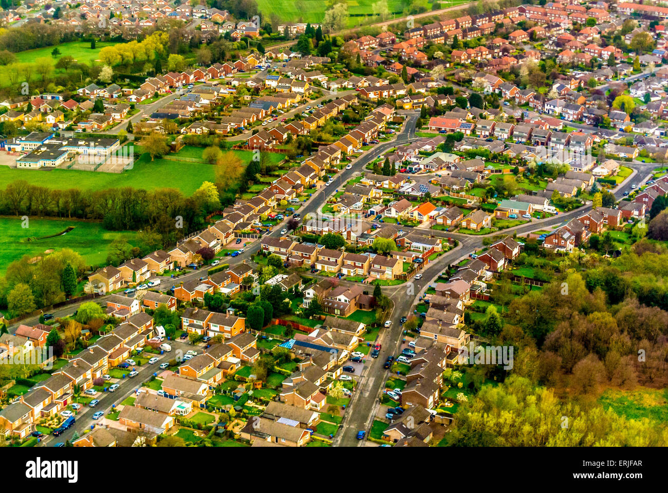 Aerial view suburban housing in hi-res stock photography and images - Alamy