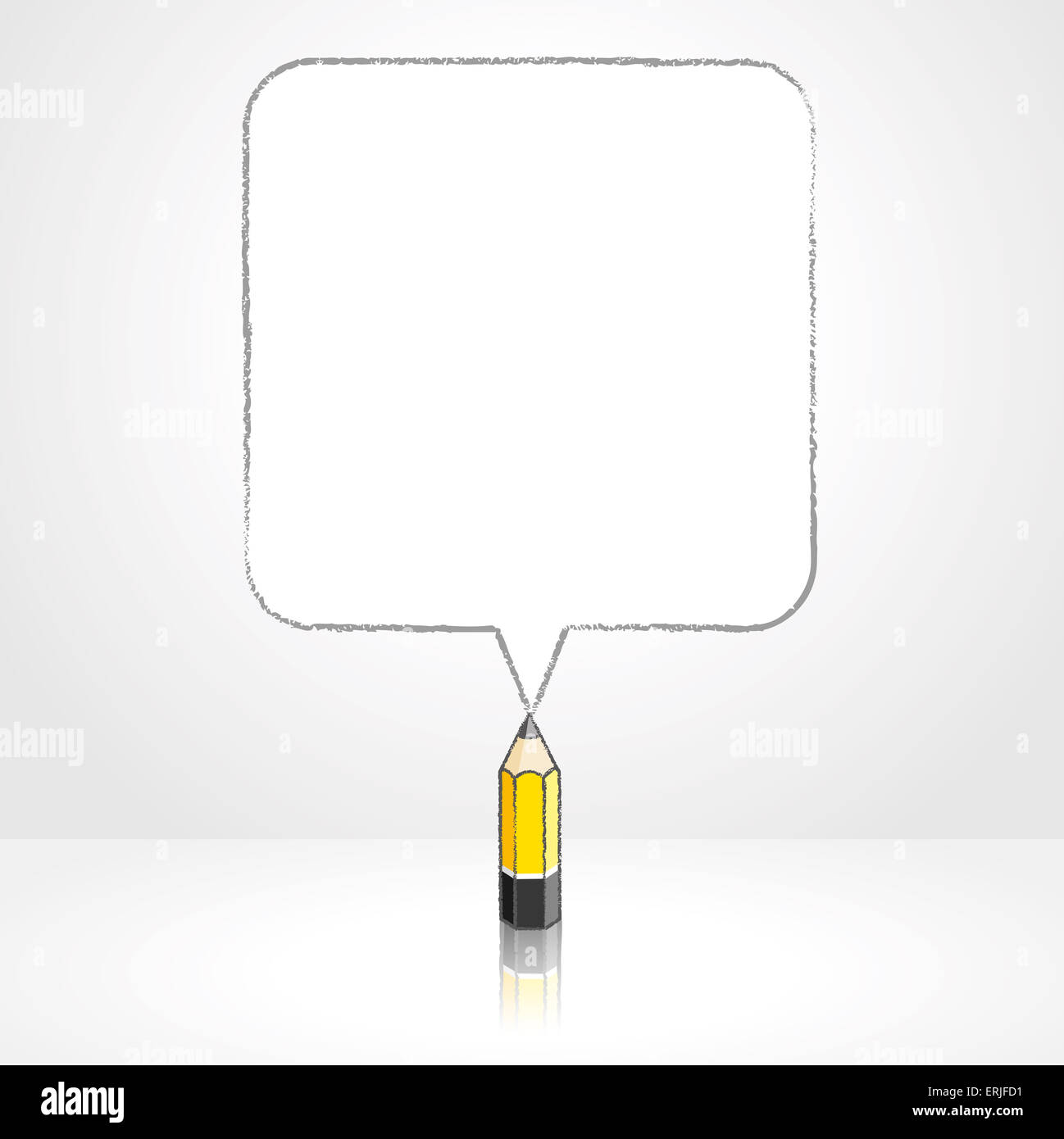 Yellow Lead Pencil with Reflection Drawing Smooth Square Shaped Speech ...