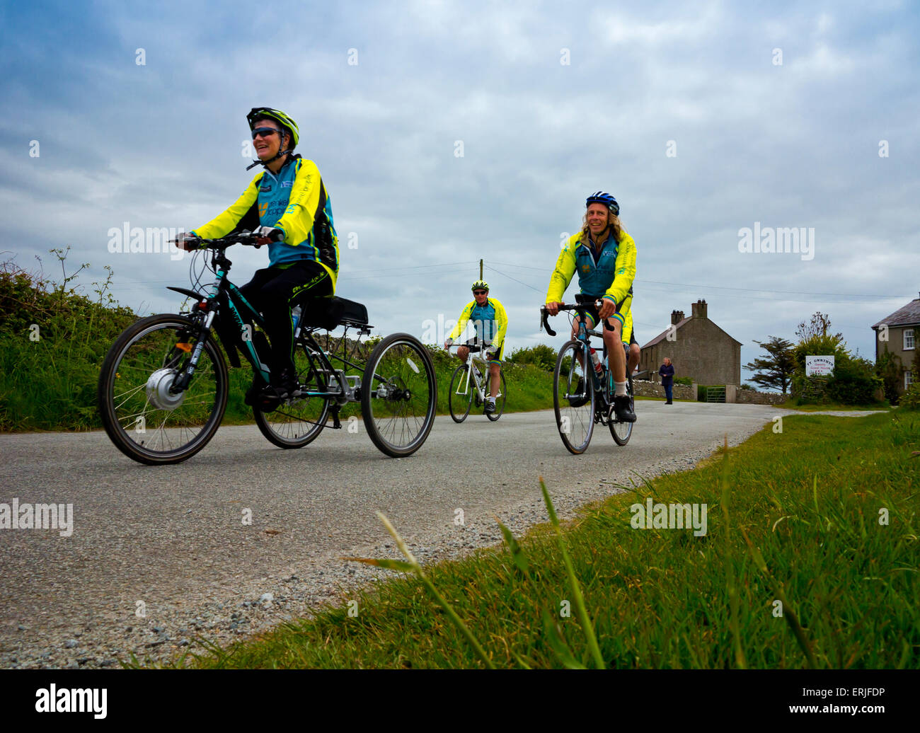 Cyclists taking part in a sponsored charity bike ride in Anglesey North ...