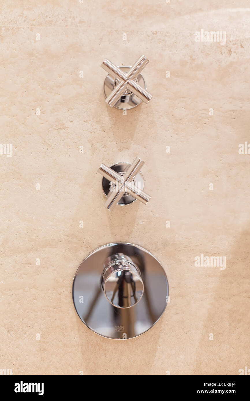 Modern luxury chrome shower tap Stock Photo - Alamy