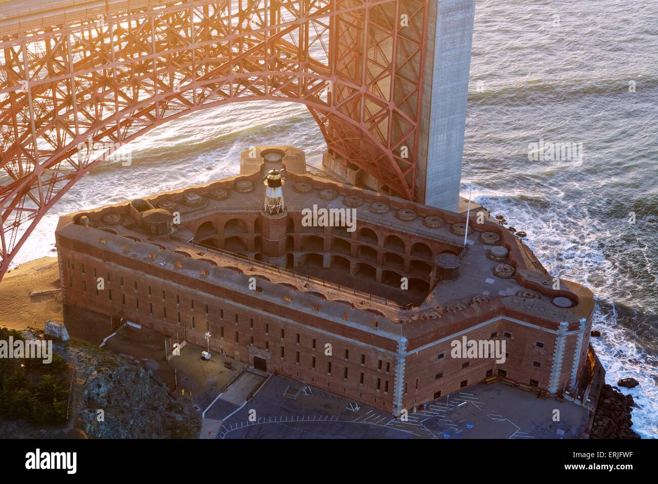 Fort Point, a civil war fort under the Golden Gate Bridge in San ...