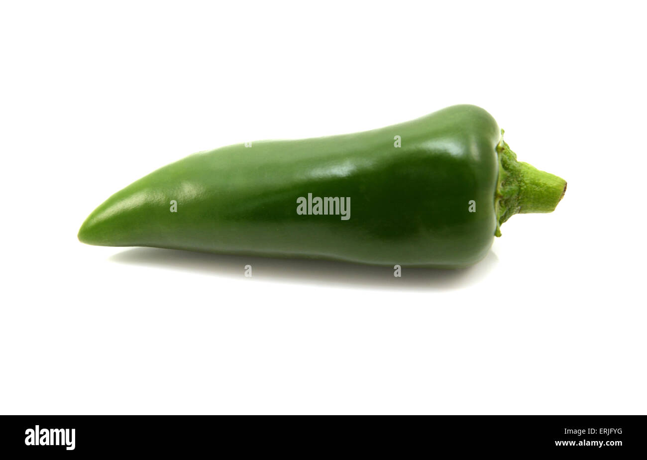 Small spicy green chilli, isolated on a white background Stock Photo ...