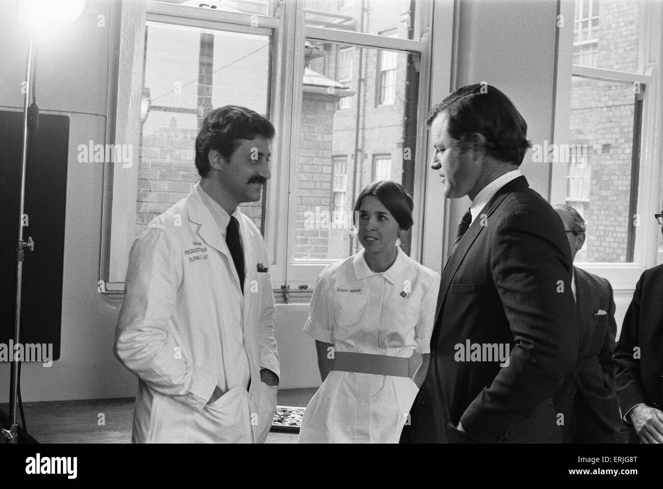 Senator Edward Kennedy seen here speaking to nurse Katherine Delk ...