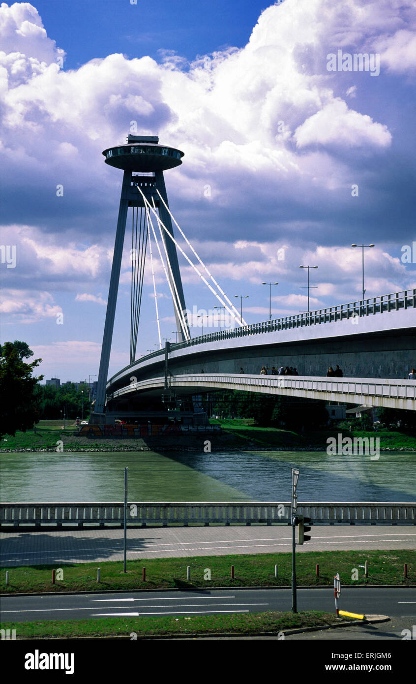 Slovakia, Bratislava, SNP bridge and Danube river Stock Photo - Alamy