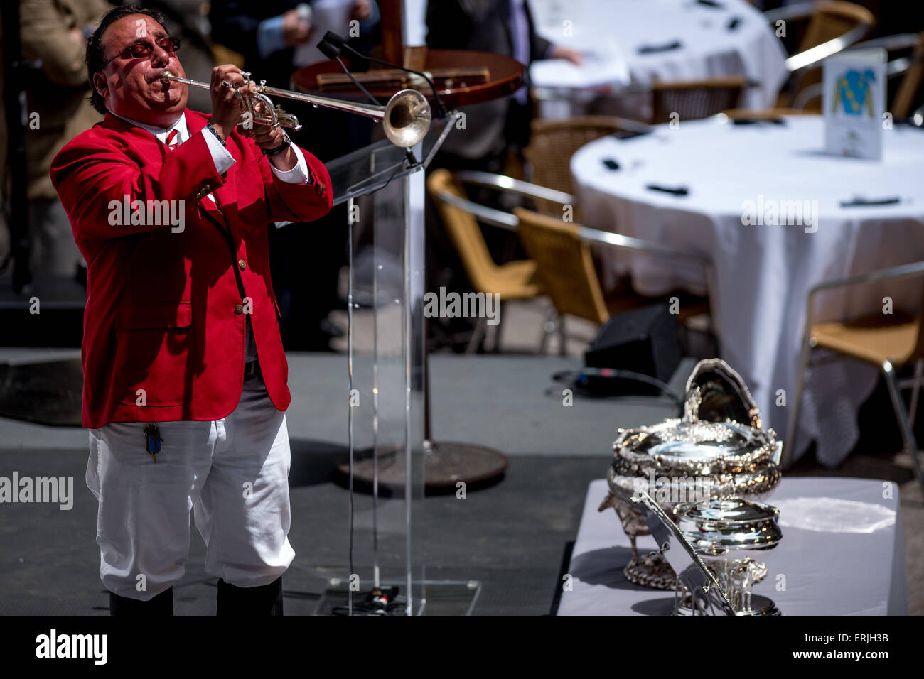 New York, NY, USA. 3rd June, 2015. JUNE 3, 2015: Sam the bugler during ...