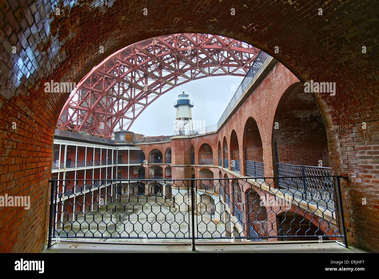 Fort Point, a civil war fort under the Golden Gate Bridge in San ...