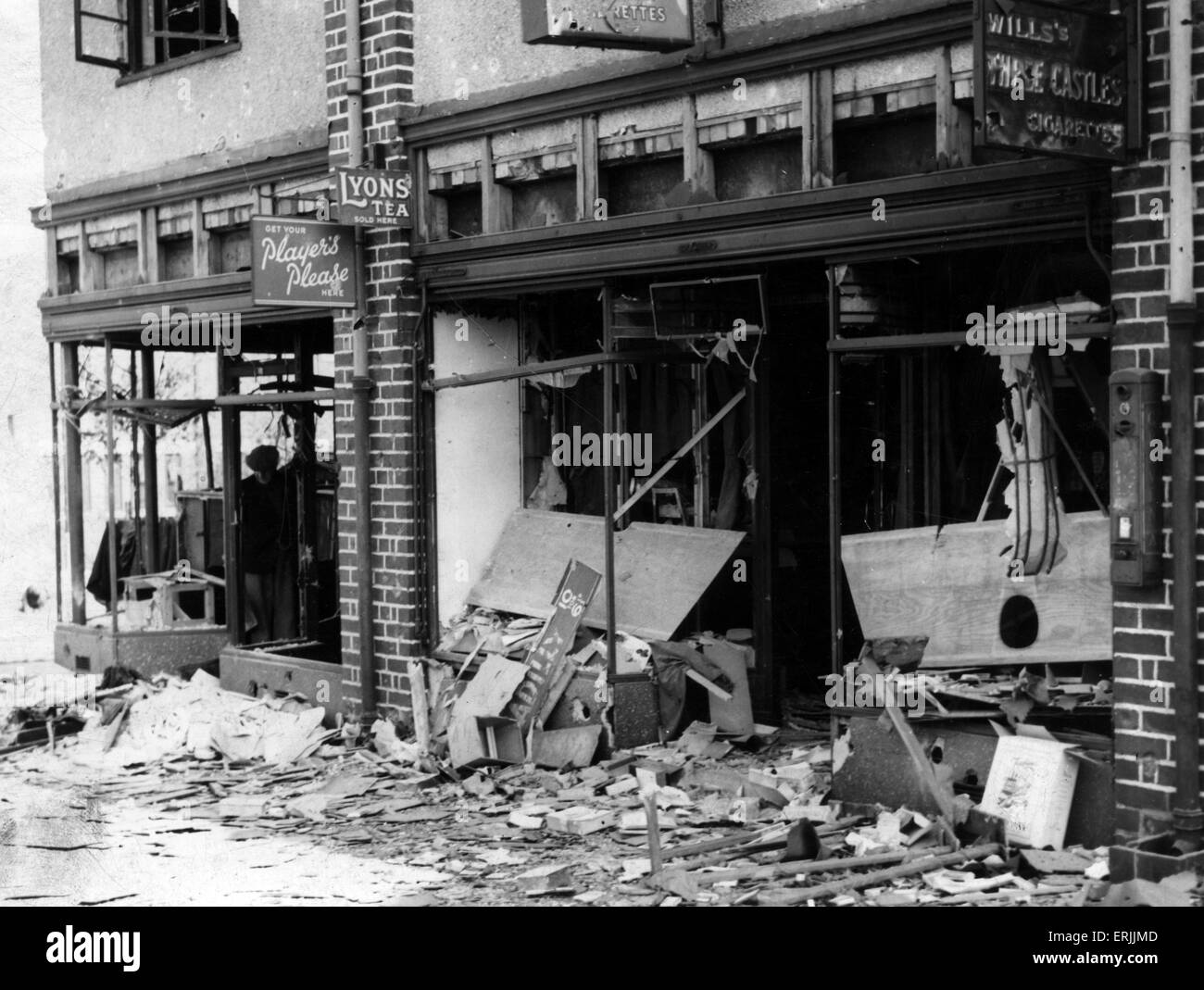 World War Two Air Raids, Birmingham, Shop Damage, Circa 1940. Get Your ...