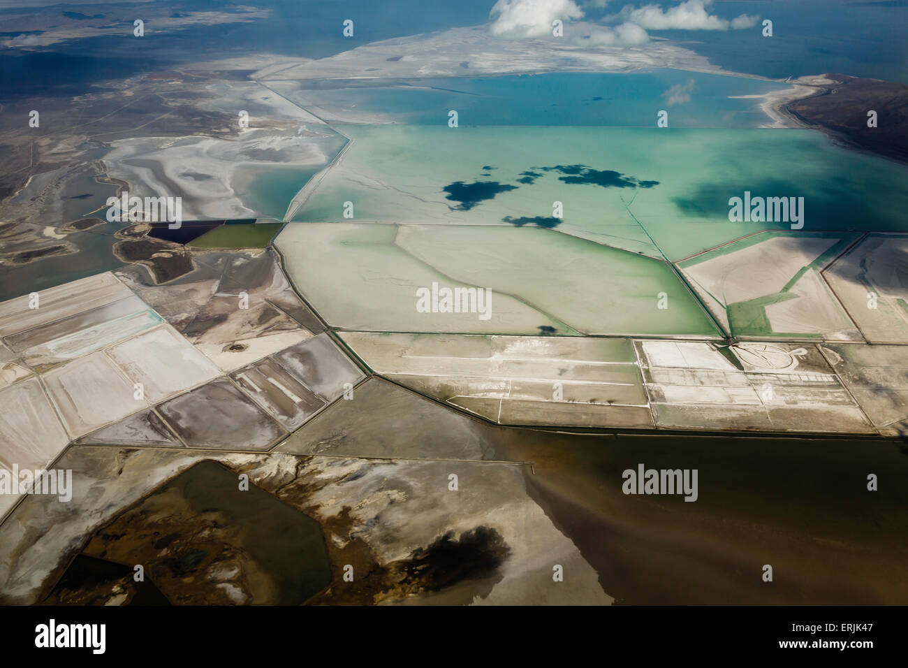 Aerial view of commercial salt ponds near Salt Lake City, Utah Stock ...