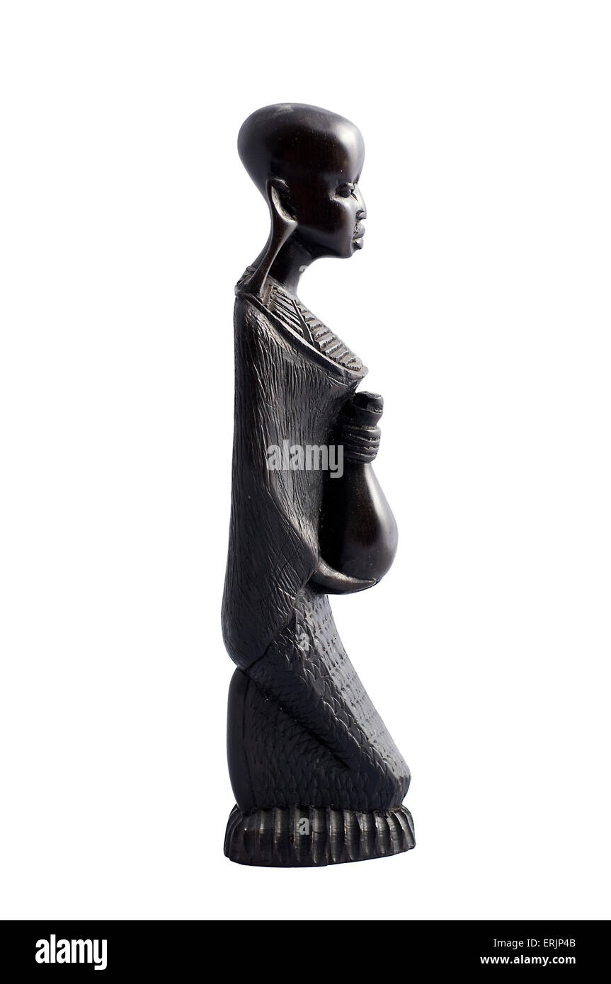 Black ethnic statue photographed on white background Stock Photo - Alamy