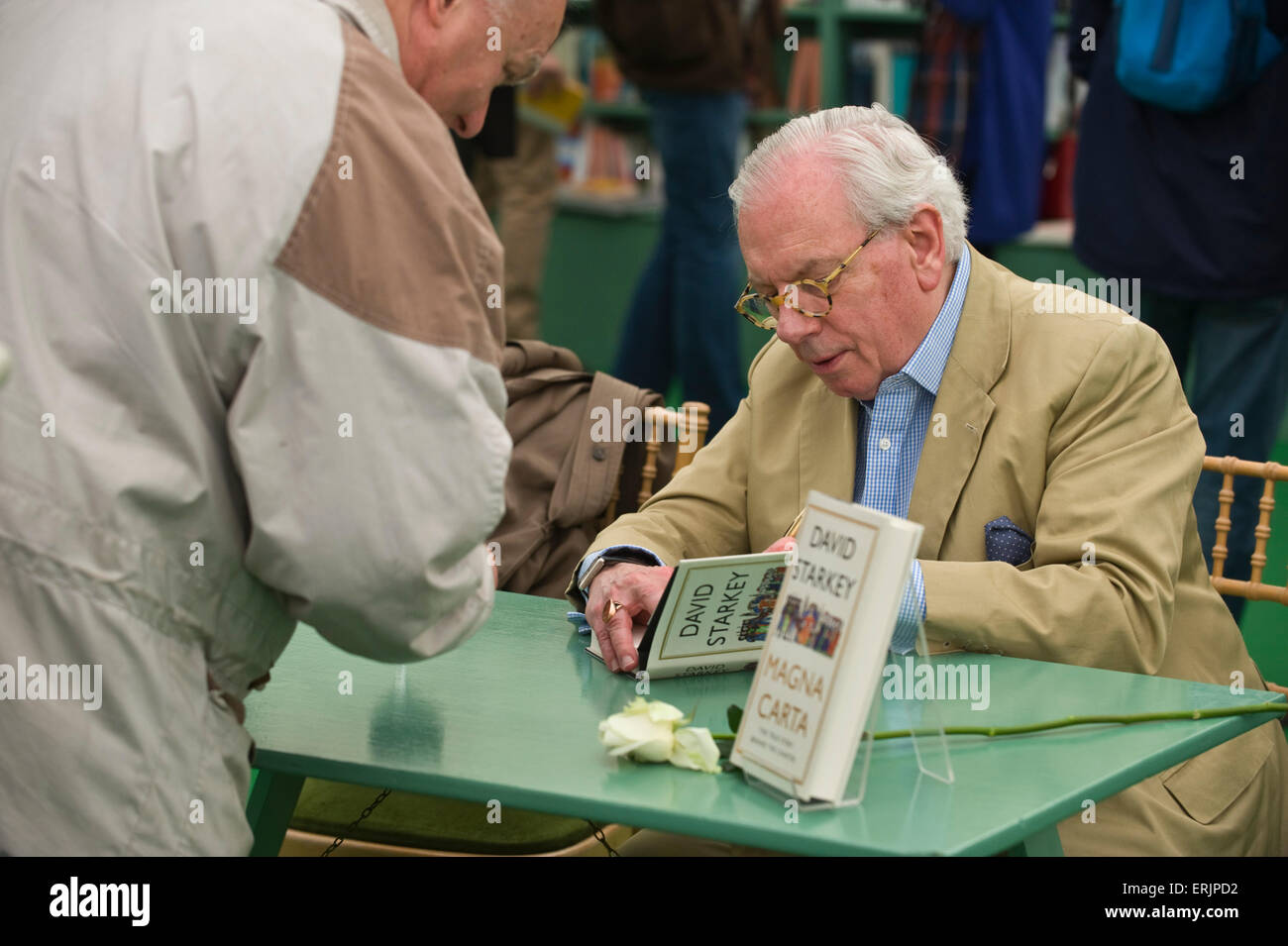 David Starkey author & historian book signing at Hay Festival 2015 ...